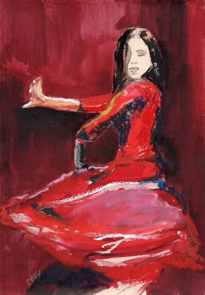 Flamenco Dancer Drawing With Colored Pencils and Oil Pastels. A4 Format ...
