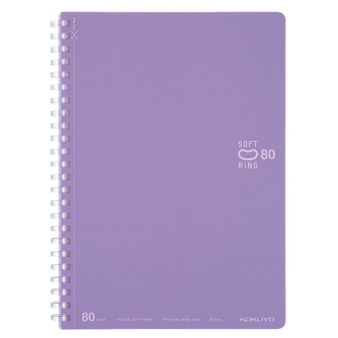 Kokuyo A5 Soft Ring VIOLET Notebook Dotted Line 6 Mm Rule | 80 Sheets ...