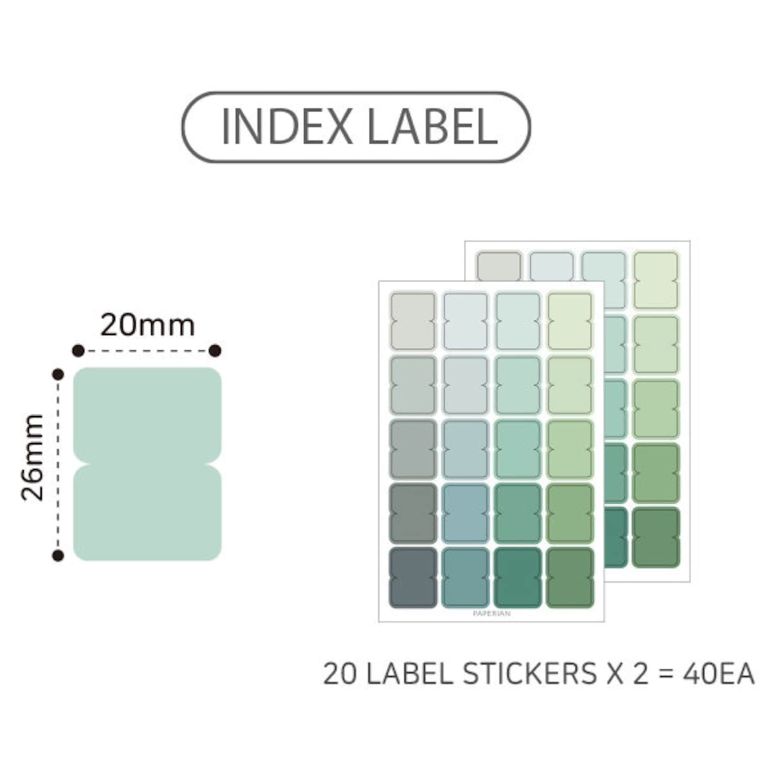 PAPERIAN GREEN INDEX Color Palette Stickers Tabs Stickers Blank ...