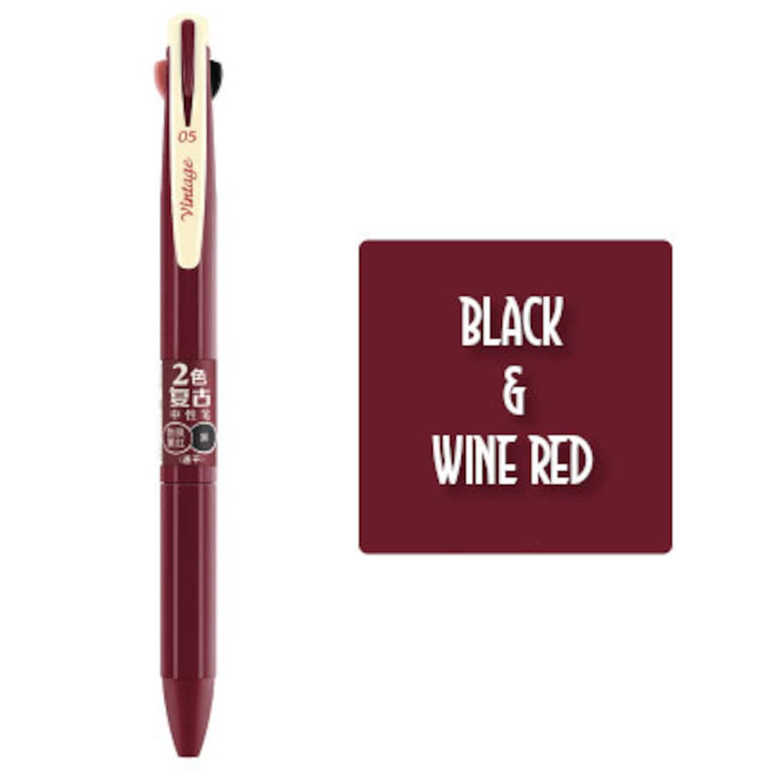 Dianshi WINE RED & BLACK Retractable Two Way Two Color Ink Stone Series ...