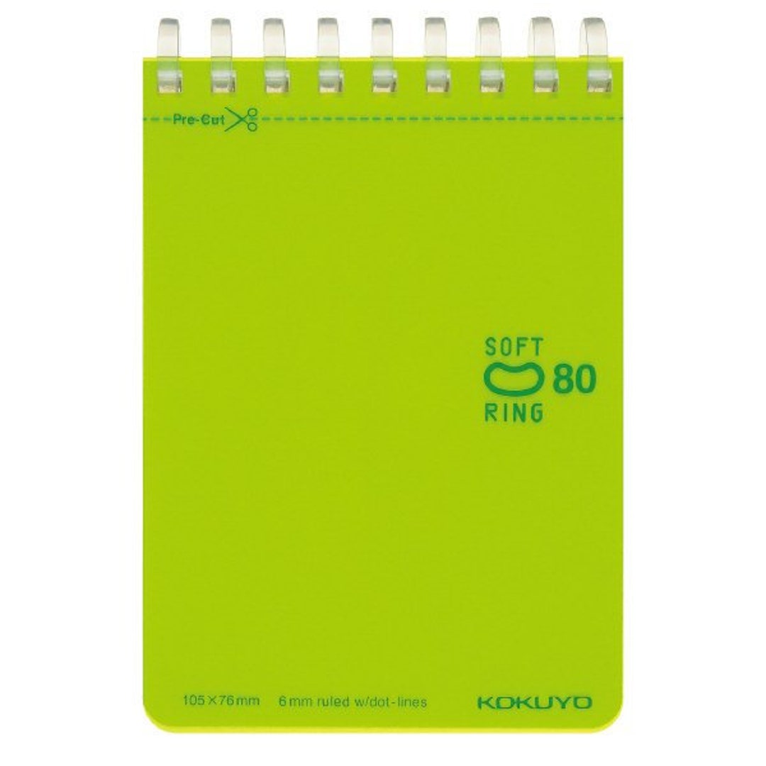 Kokuyo A7 GREEN Soft Ring Notebook 6mm Dotted Ruled Line Mini Type ...