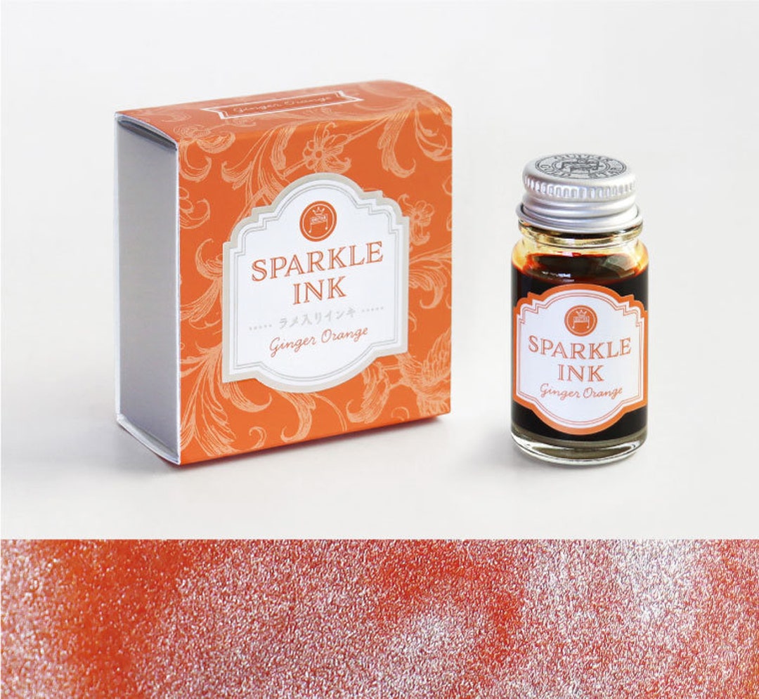 Japan Teranishi Kagaku Guitar GINGER ORANGE SPARKLE Ink Fountain Pen ...