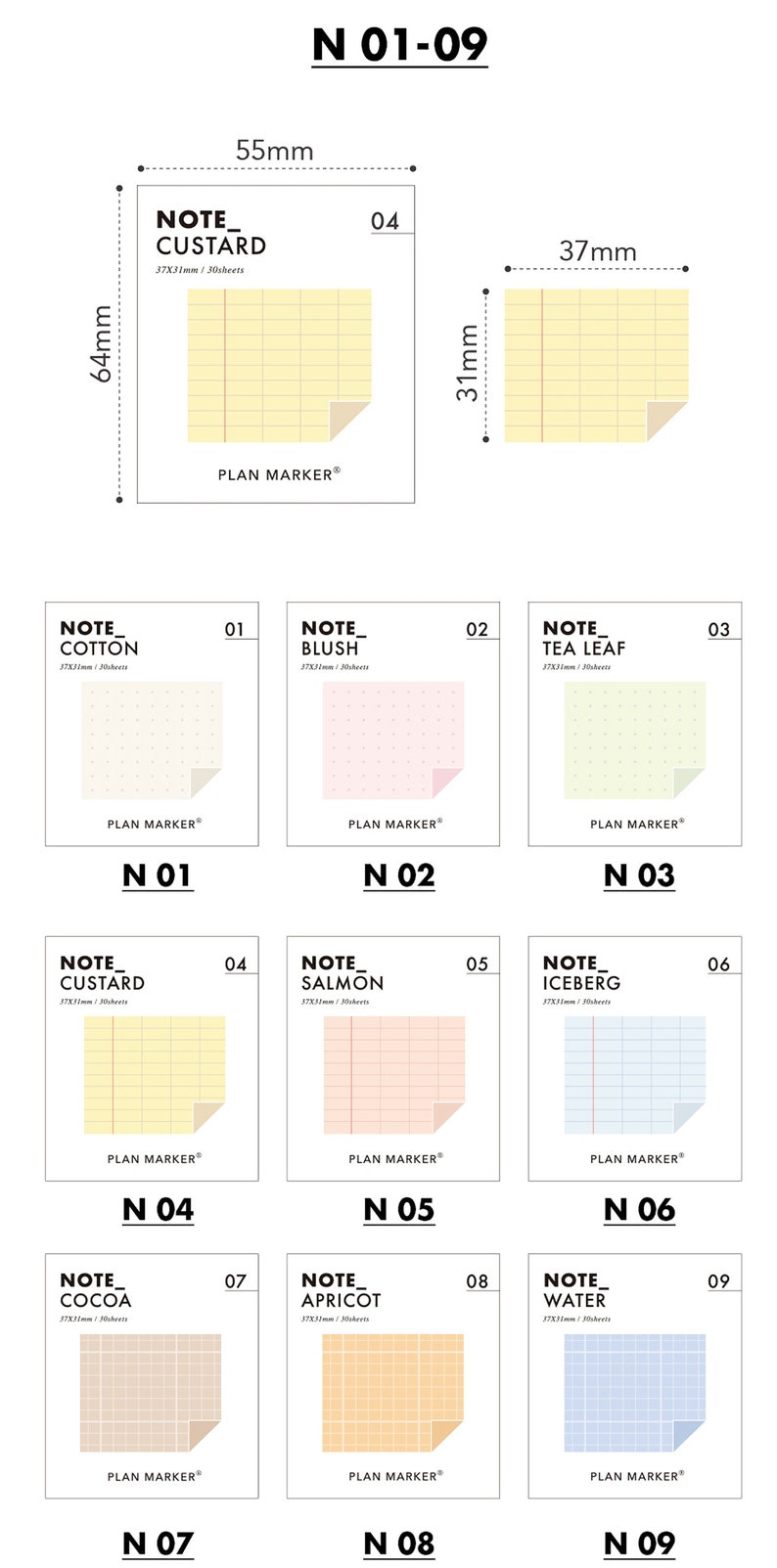 PAPERIAN Single Plan Marker RECTANGLE Note Sticky Note Small | Etsy