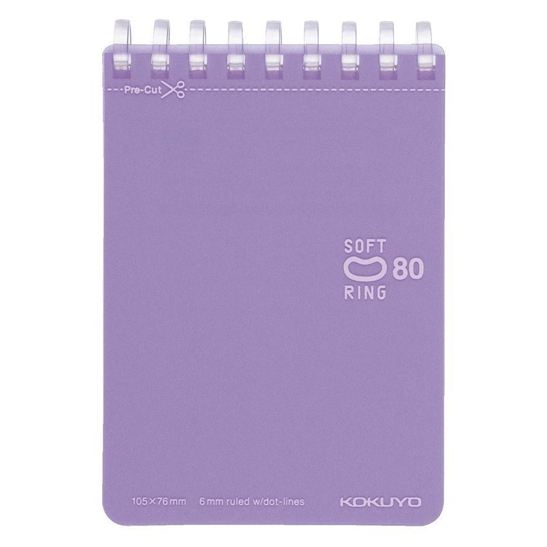 Kokuyo A7 VIOLET Soft Ring Notebook 6mm Dotted Ruled Line Mini Type ...