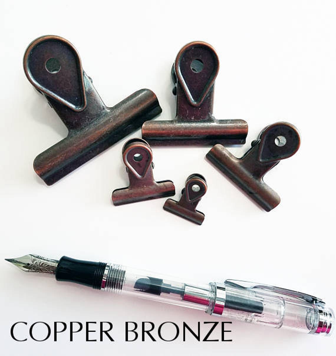 Copper Bronze Bulldog Binder Paper Clips Five Sizes & Seven | Etsy