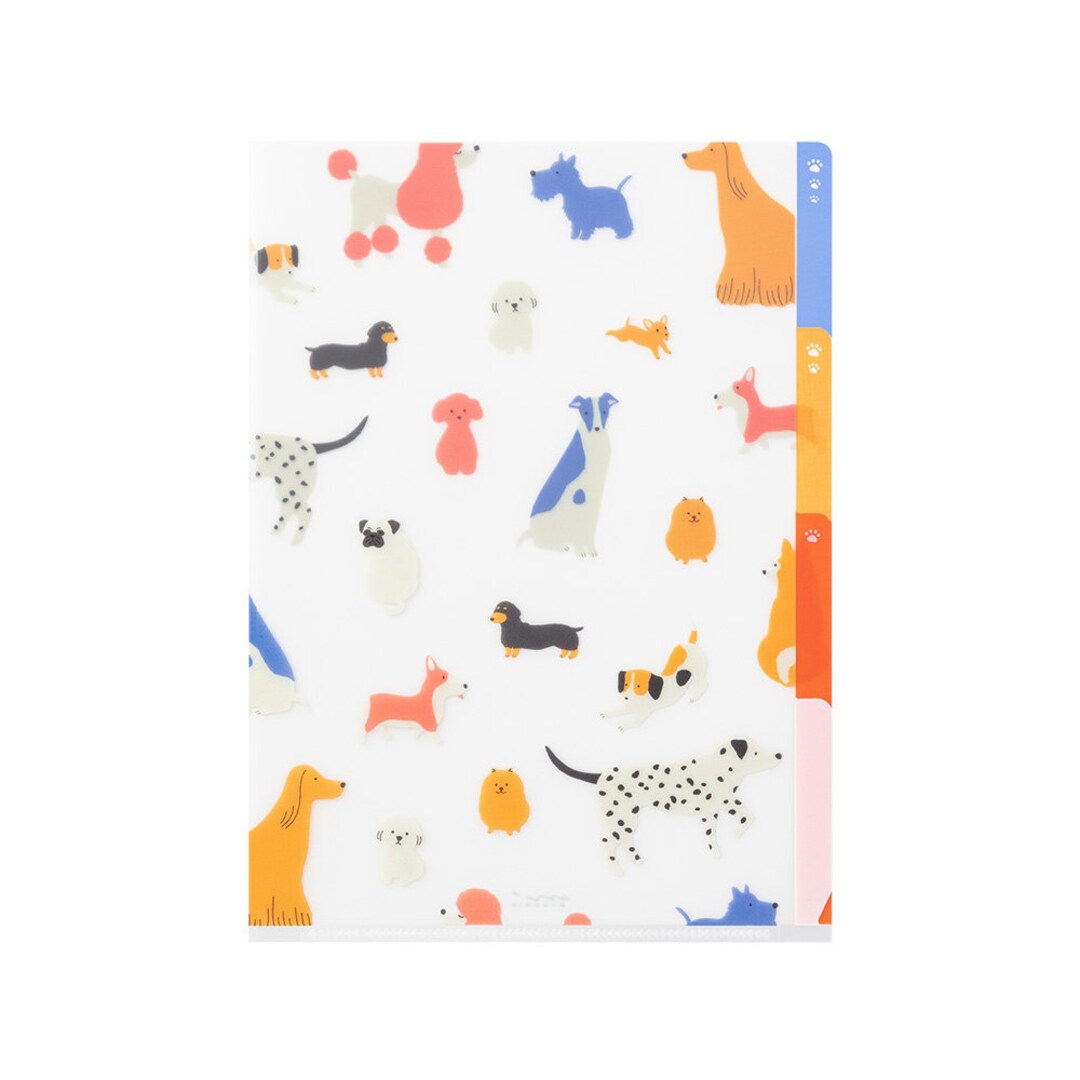 Midori A5 DOGS 3 Pocket Clear Folder MD Folder Water Resistant Folder ...
