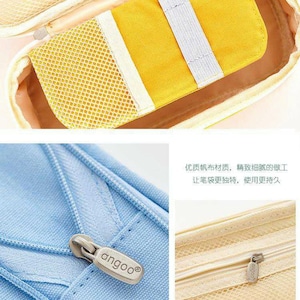 LIGHT BLUE Expandable Canvas Pen Case Pencil Case Expandable Case ...