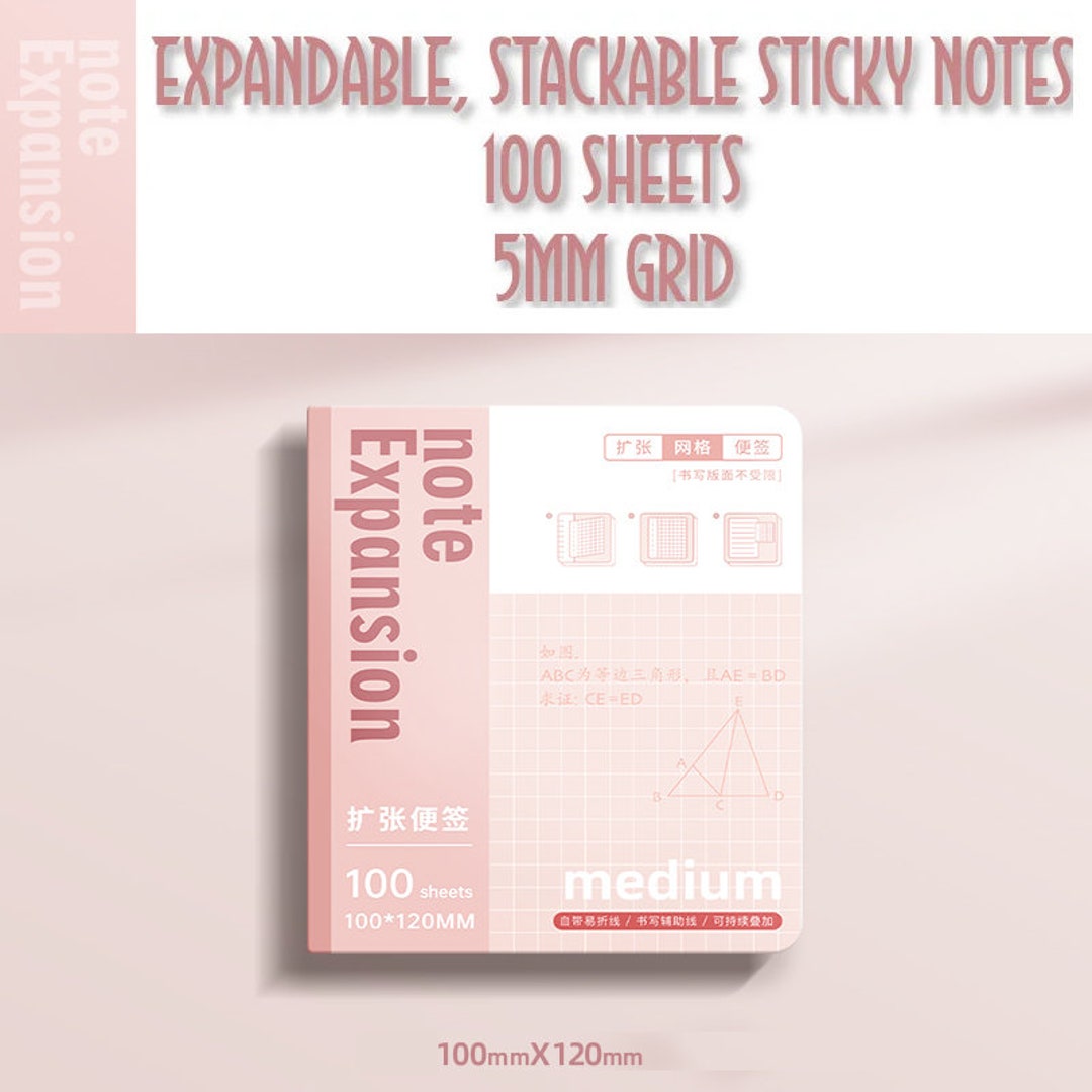 Medium 5mm GRID EXPANDABLE STACKABLE Extension Vertical Sticky Notes ...