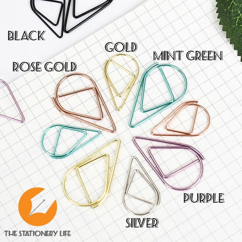 Black Set Water Drop Tear Drop Teardrop Paper Clips Clips Paper Clips ...