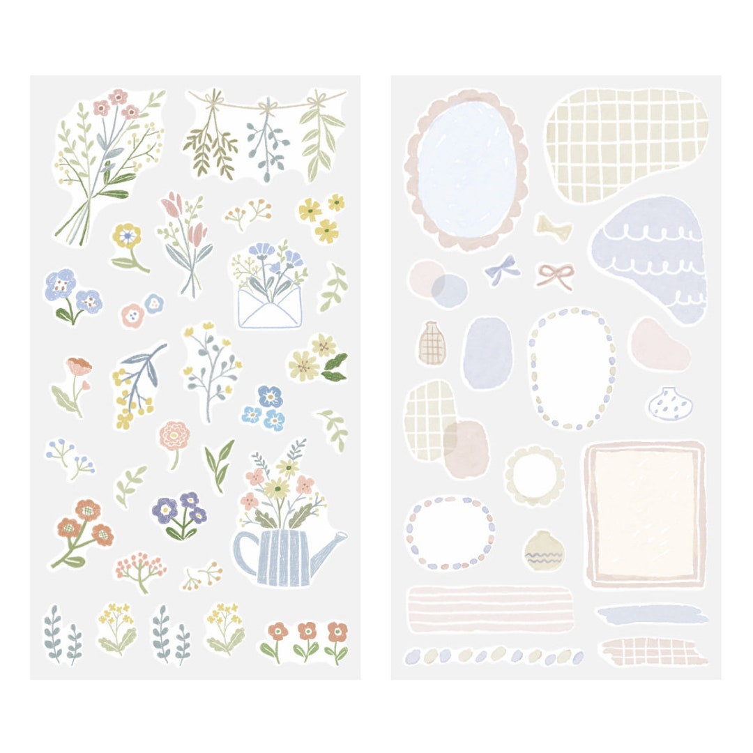 FLOWER Midori Seal Collection Two Sheets Planner Stickers Calendar ...