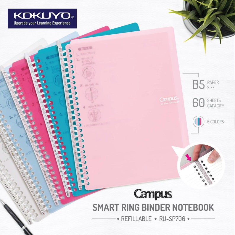 Kokuyo B5 Campus BLUE GREEN B5 Smart Ring Binder Notebook 26 - Etsy