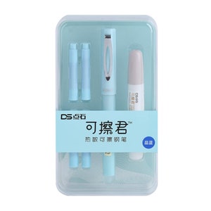 Dianshi WHITE ERASABLE 0.5mm Fountain Pen White Barrel Deluxe Fountain ...