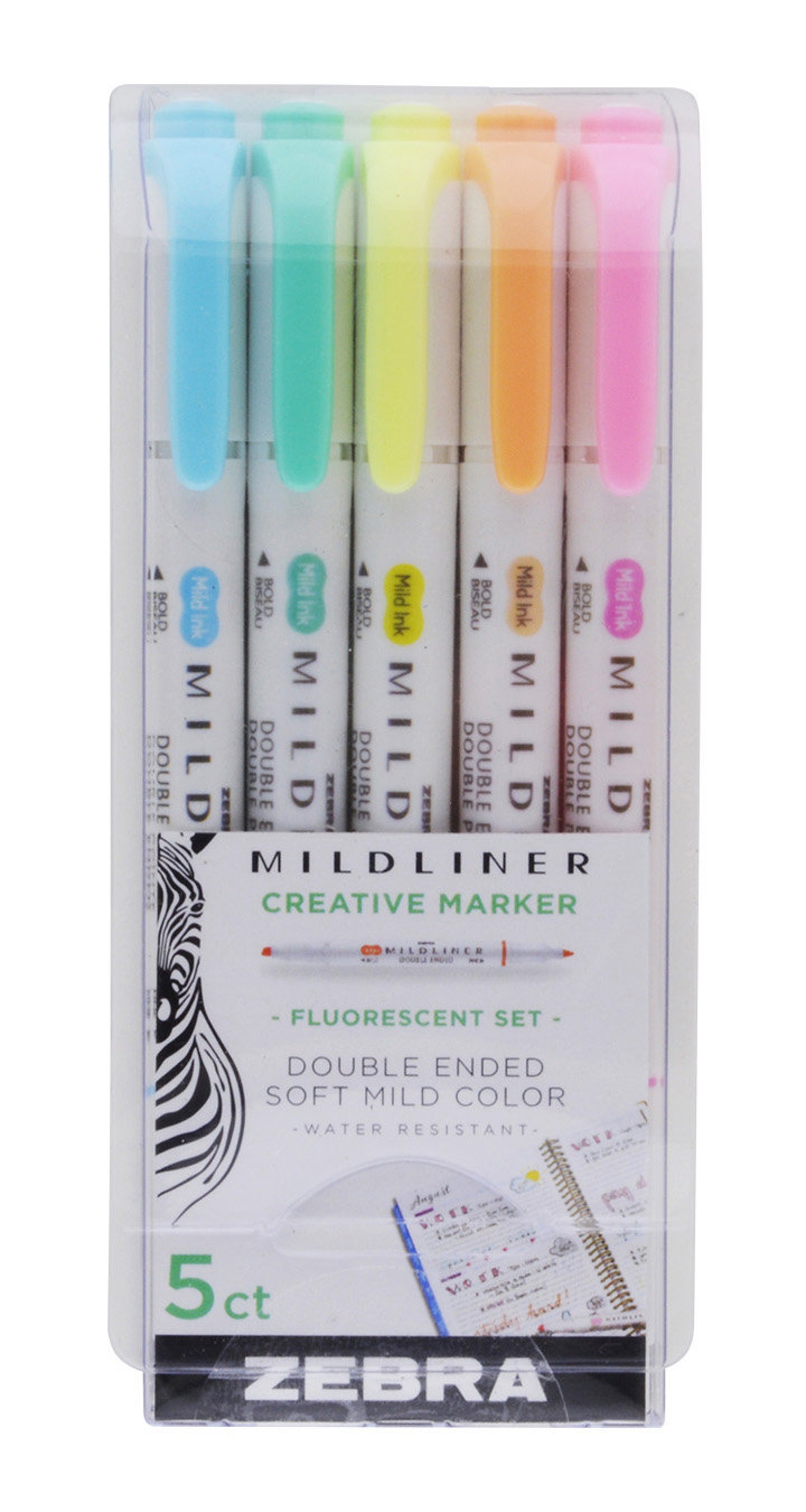 Zebra Mildliner SOFT MILD Mildliner Set of 5 | Blue Package Set WKT7-5C ...
