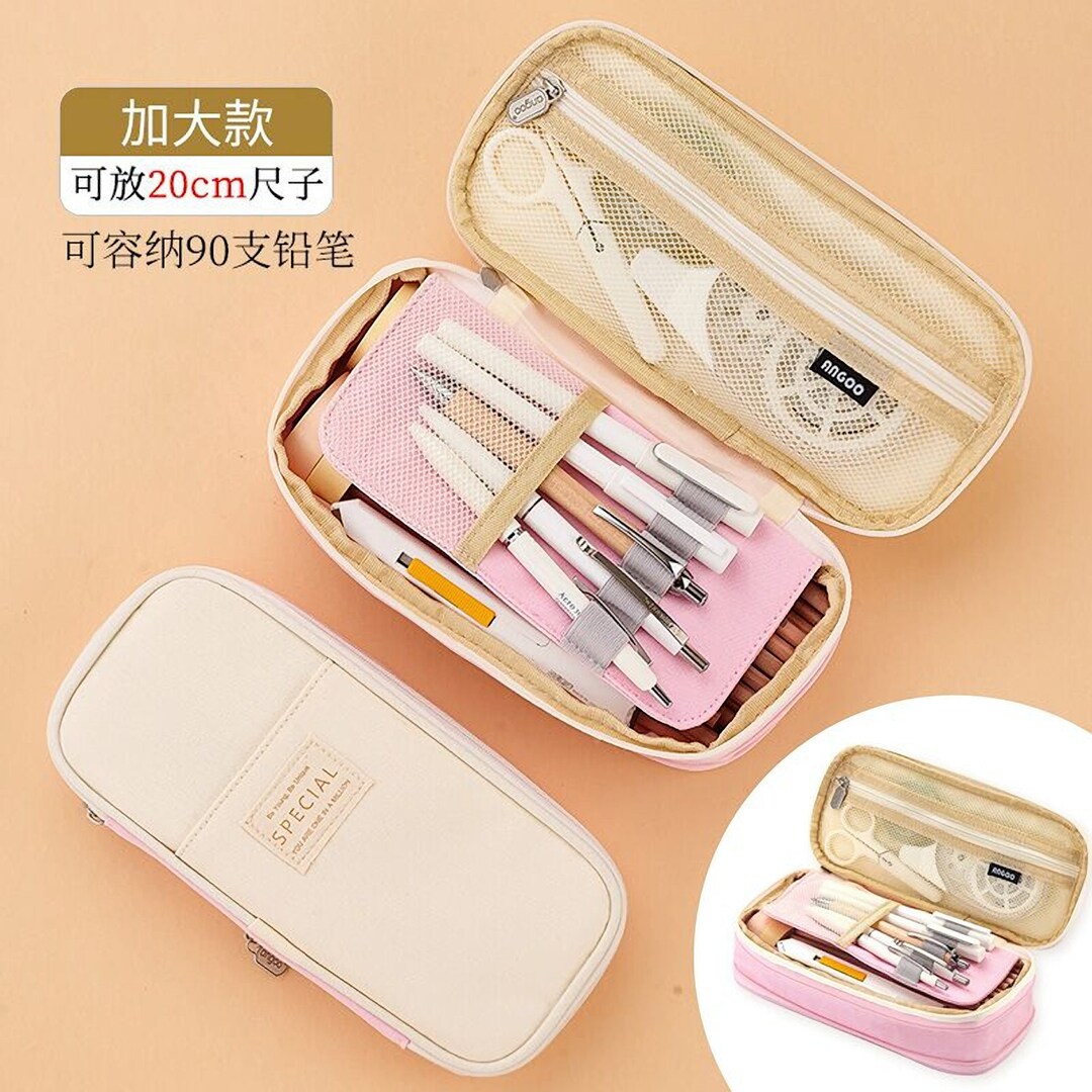 PINK Expandable Canvas Pen Case Pencil Case Expandable Case - Etsy