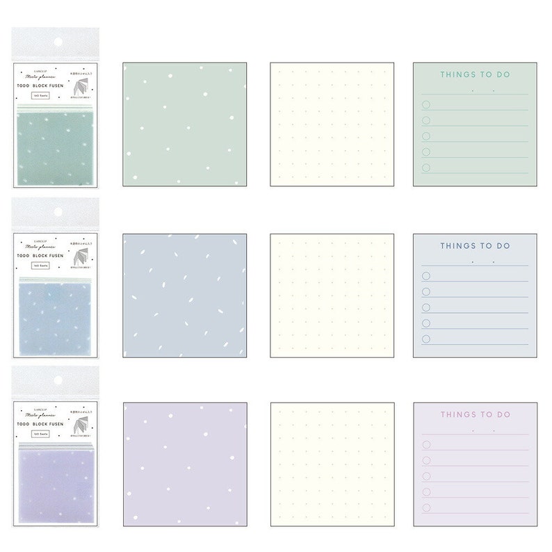 Labclip PINK to Do Block Fusen Sticky Notes Dot Grid Sticky Notes ...