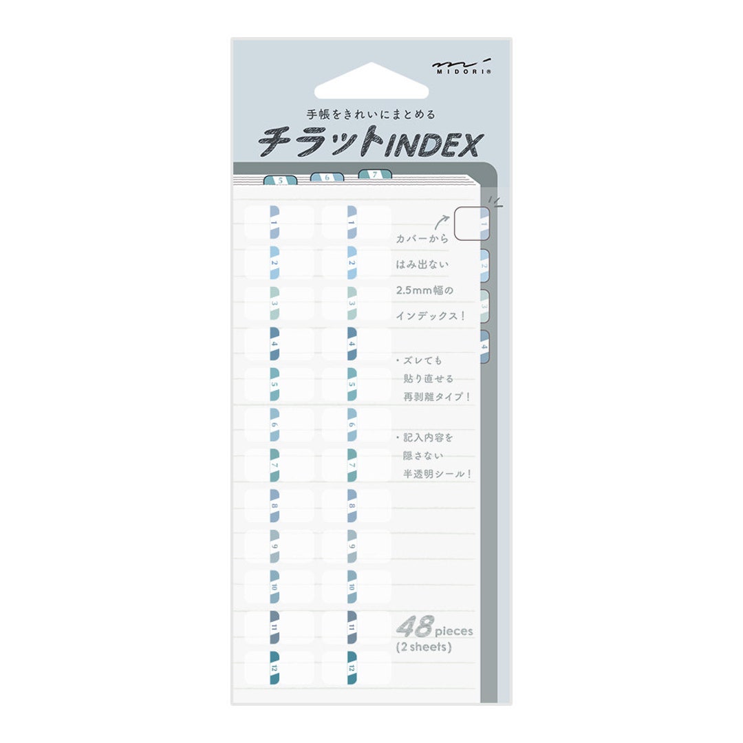 Midori Chiratto BLUE SMALL NUMBERED Index Label Colors Planner Index ...