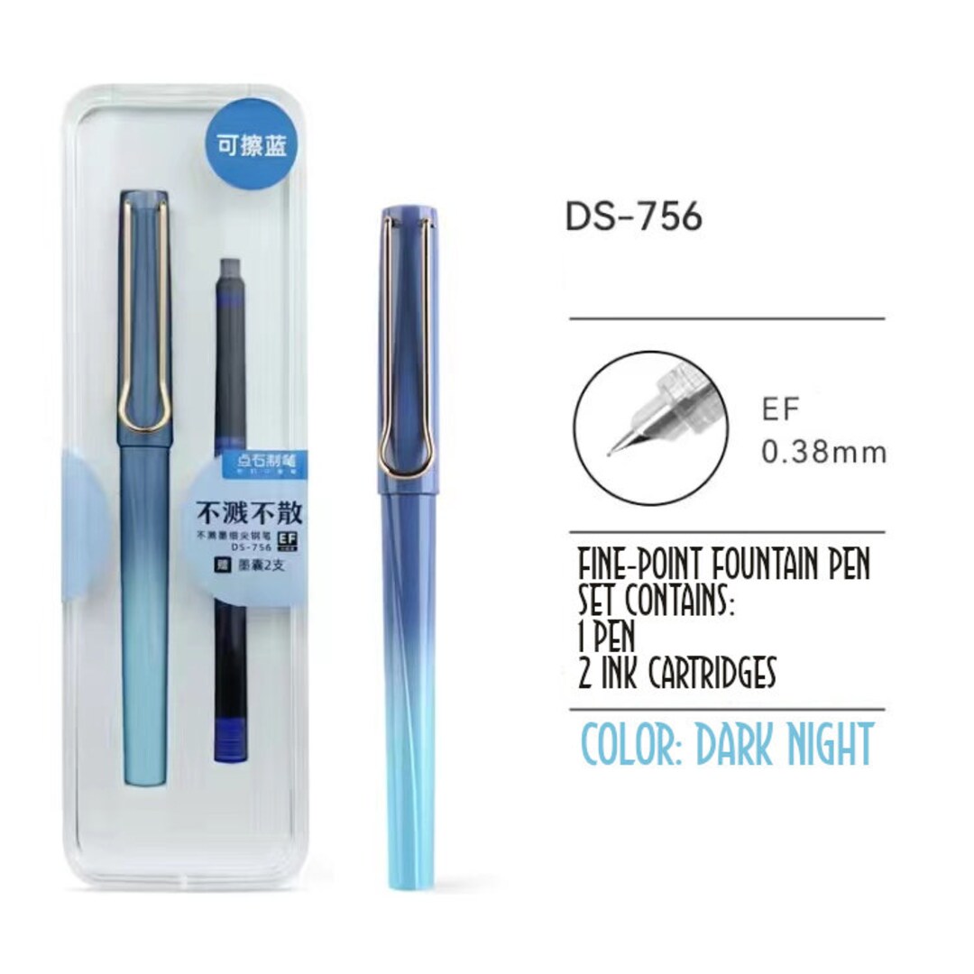 DARK NIGHT Dianshi 0.38mm EXTRA Fine Fountain Pen Set Deluxe Foutain ...