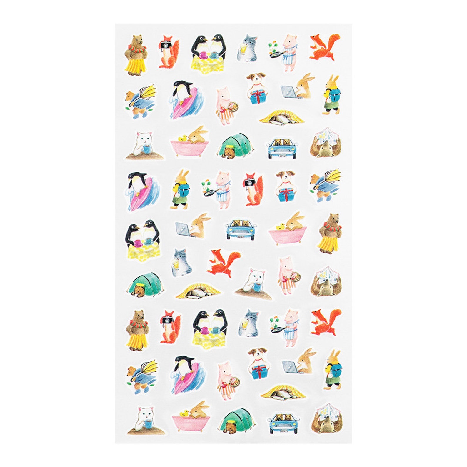 Midori ANIMALS in Scenes CAT Dog Squirrel Sticker for DIARY - Etsy
