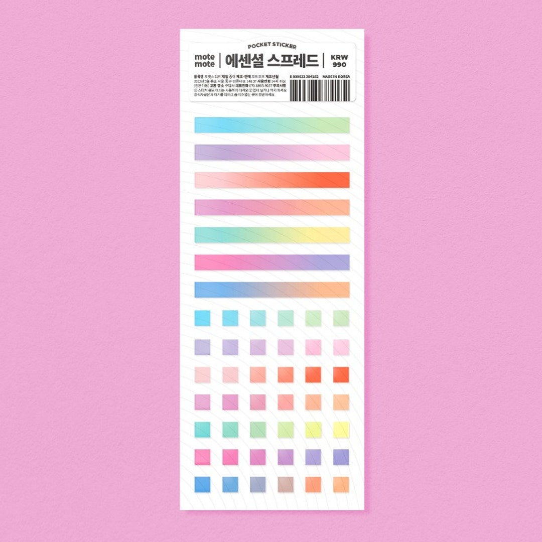 MOTEMOTE ESSENTIAL SPREAD Transparent Highlight Stickers No Smear ...