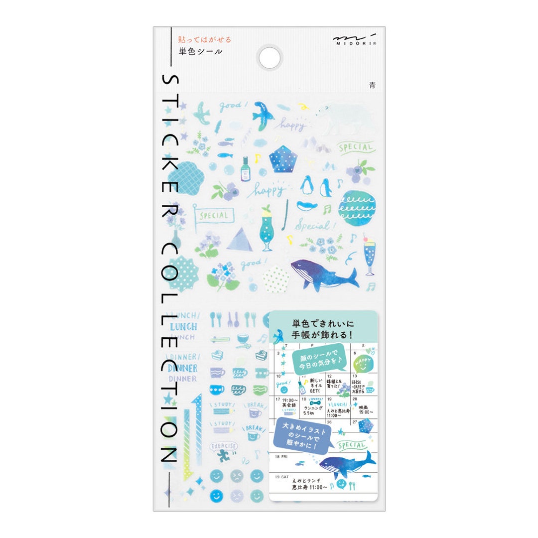 Midori Seal Collection BLUE Color Series Planner Stickers Movable ...