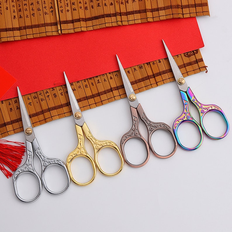 ONE Pair ROSE GOLD Retro Inspired Office Scissors Stationery Embroidery ...