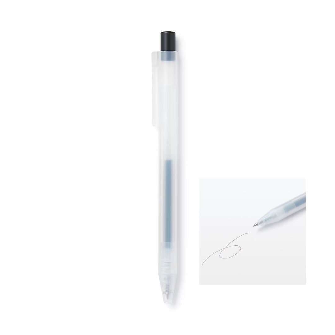 BLACK MUJI Japan Knock Gel Ink Retractable Type Ballpoint Pen 0.3mm ...