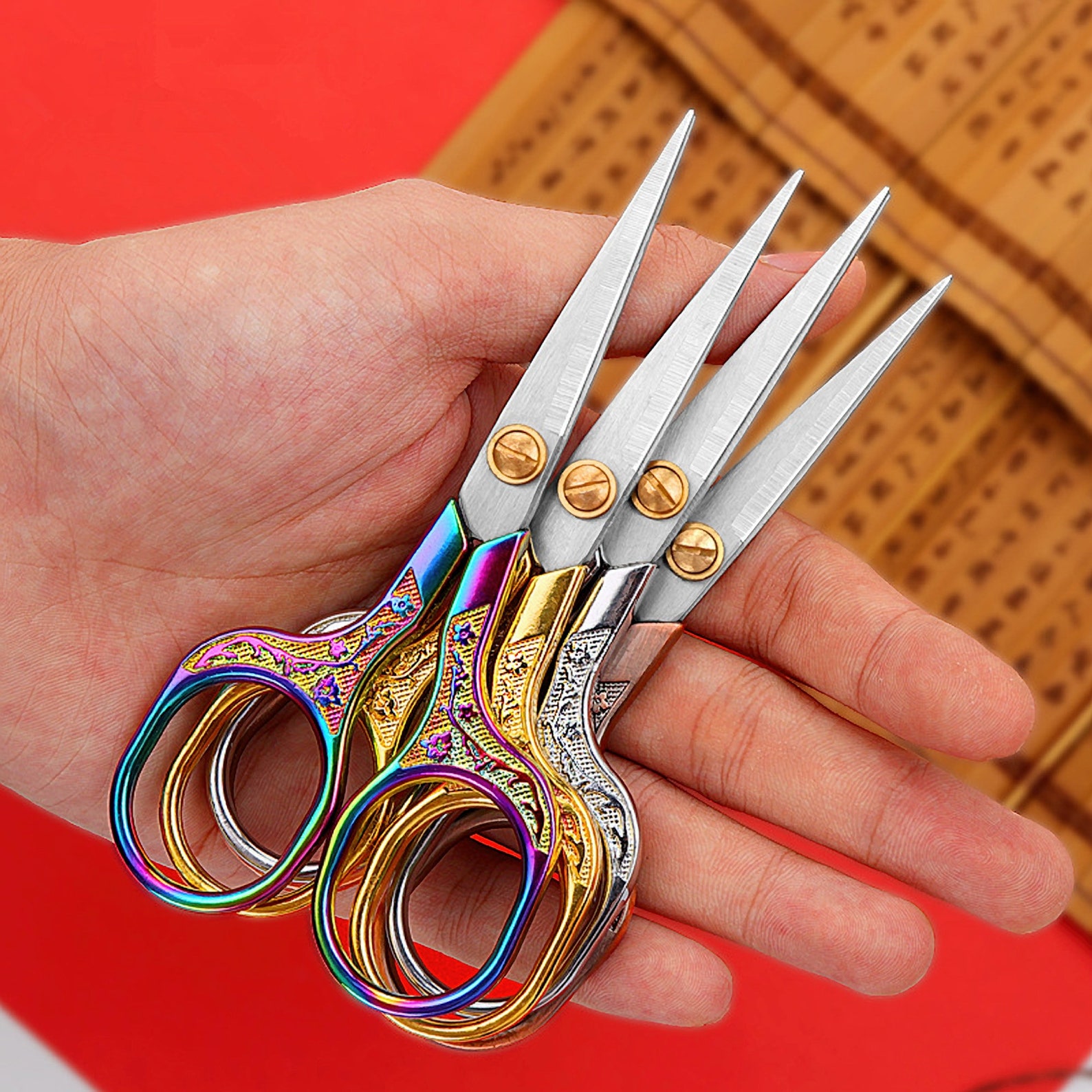 ONE Pair ROSE GOLD Retro Inspired Office Scissors Stationery Embroidery ...