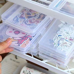 Small Loose Sticker Storage Box Planner Storage Clear Plastic Storage ...