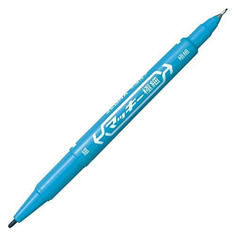 Zebra Mckee Light BLUE Permament Dual End Marker Oil-based Ink Fine and ...
