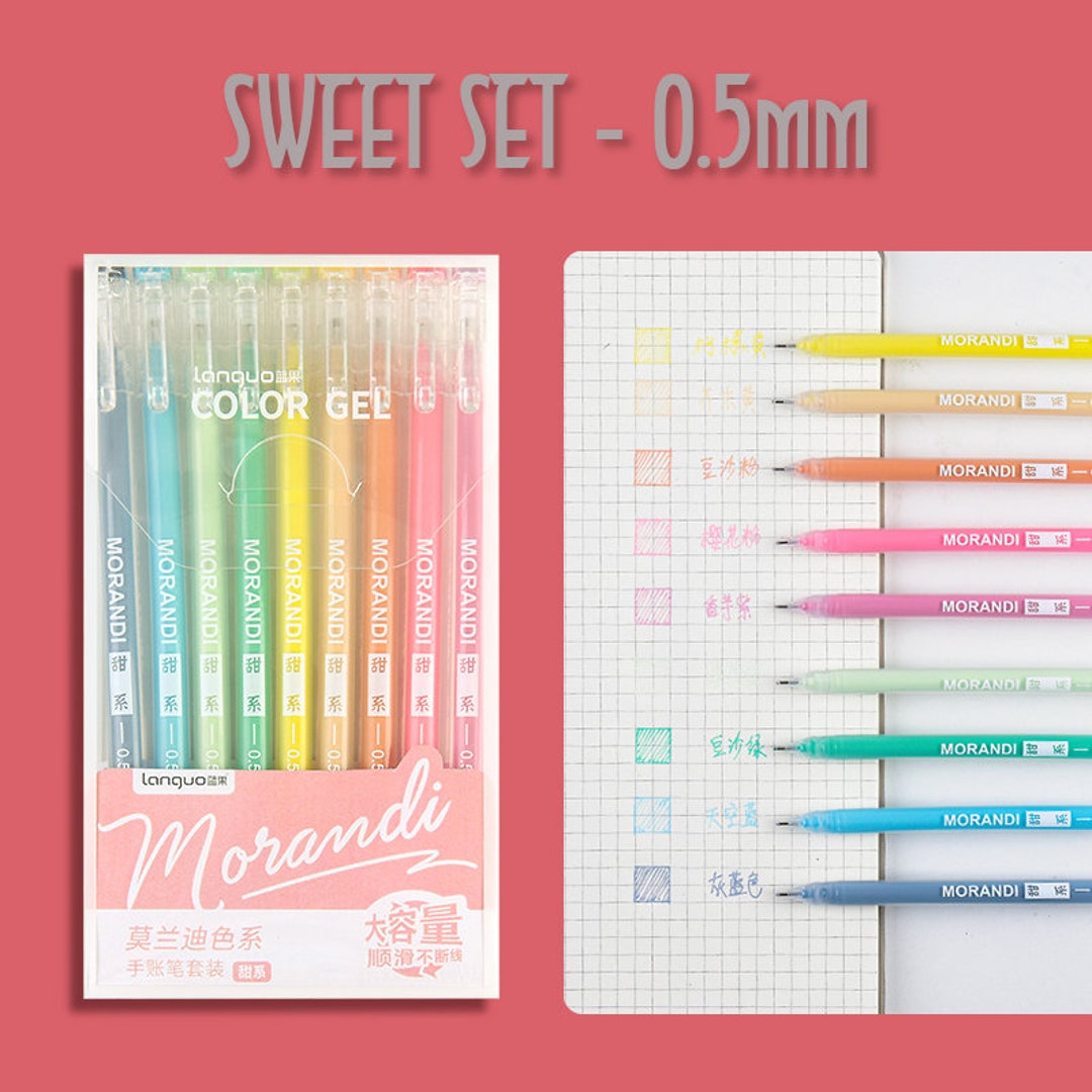 Languo Morandi SWEET SET Color Gel 9 Pen Set 0.5mm Black Out Planning ...