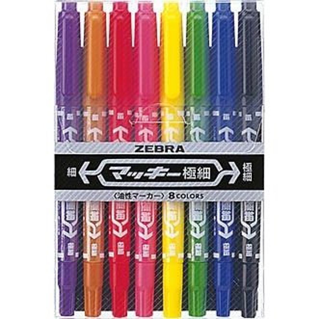 Zebra Mckee 8 Piece Set Permament Dual End Marker Oil-based Ink Fine ...