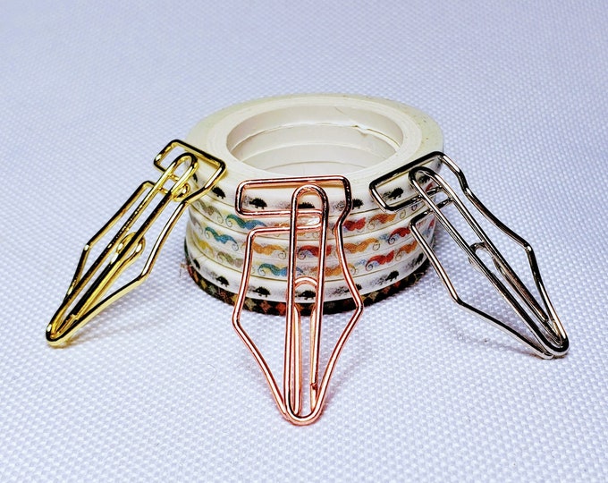Fountain Pen Nib Paper Clip GOLD Nib Paper Clip Gold Fastener Clip Nib ...