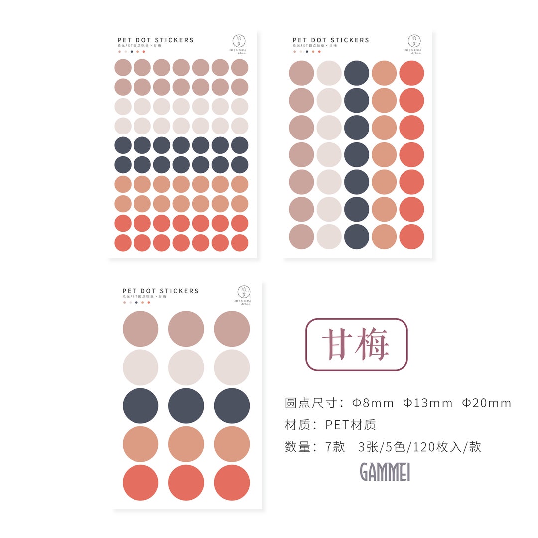 TRANSPARENT PET Pastel Dot Stickers Circle Stickers | Gammei - Etsy
