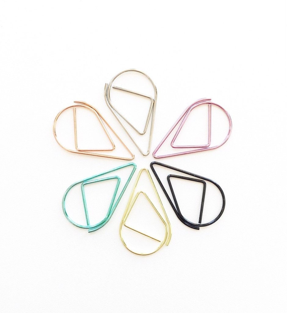 Gold Set Water Drop Tear Drop Teardrop Paper Clips Clips Paper | Etsy