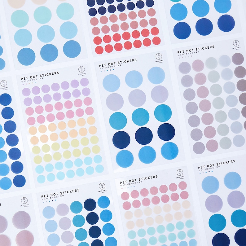 TRANSPARENT PET Pastel Dot Stickers Circle Stickers Glaze - Etsy