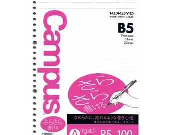Kokuyo B5 Campus CHARTING GRAPHING GRID 6mm Loose Leaf Paper 26 Holes Graph Paper Grid Paper ...