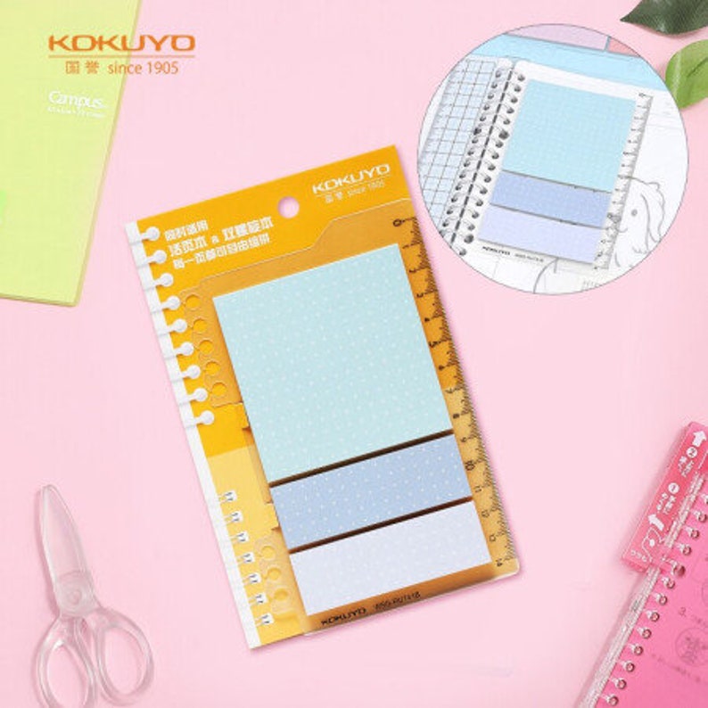 Kokuyo 2way BLUE Sticky Pads Loose Leaf Smart Ring Binder - Etsy