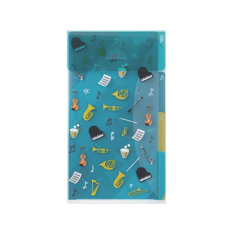 Midori A5 SLIM With Flap Musical INSTRUMENTS 3 Pocket Clear Folder MD ...