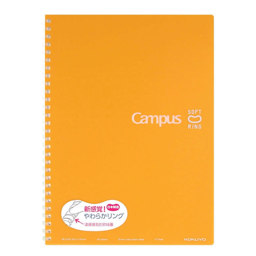 Kokuyo B5 Soft Ring B5 ORANGE Notebook Dotted Line 6mm Rule | Pink 80 ...
