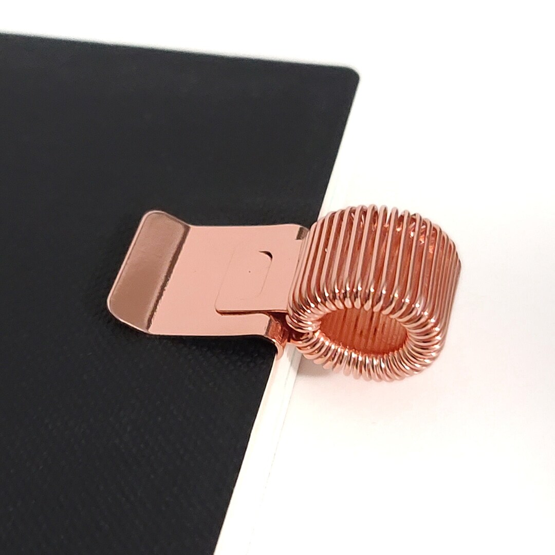 ROSE GOLD Copper Metal Spring Pen Clip Pen Holder | Holds Large Pens ...