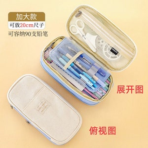 LIGHT BLUE Expandable Canvas Pen Case Pencil Case Expandable Case ...