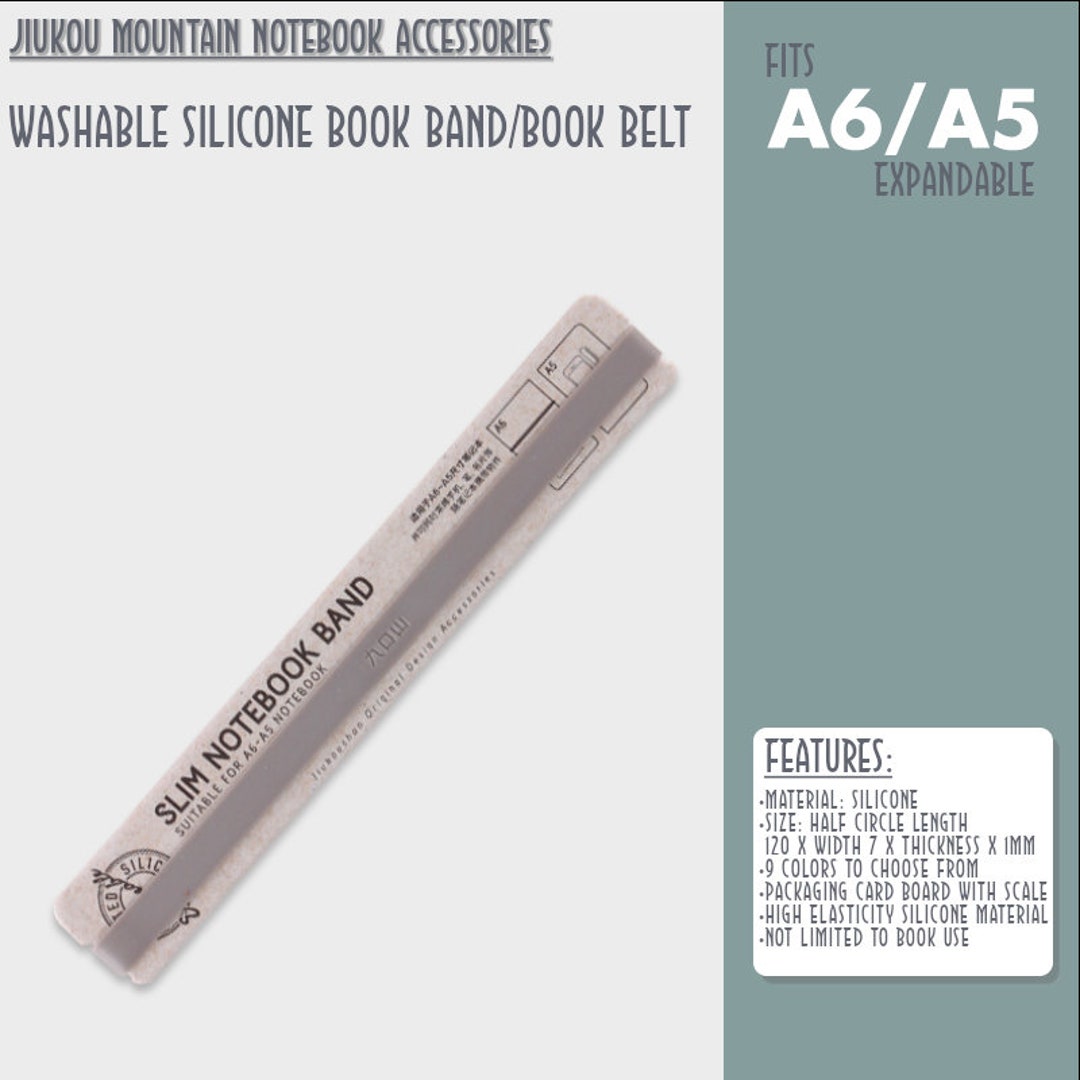 GRAY A6 B6 A5 Jiukou Washable Silicone Book Band Adjustable Book Band ...