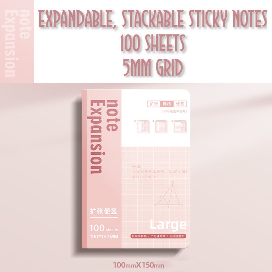 Large 5mm GRID EXPANDABLE STACKABLE Extension Vertical Sticky Notes ...