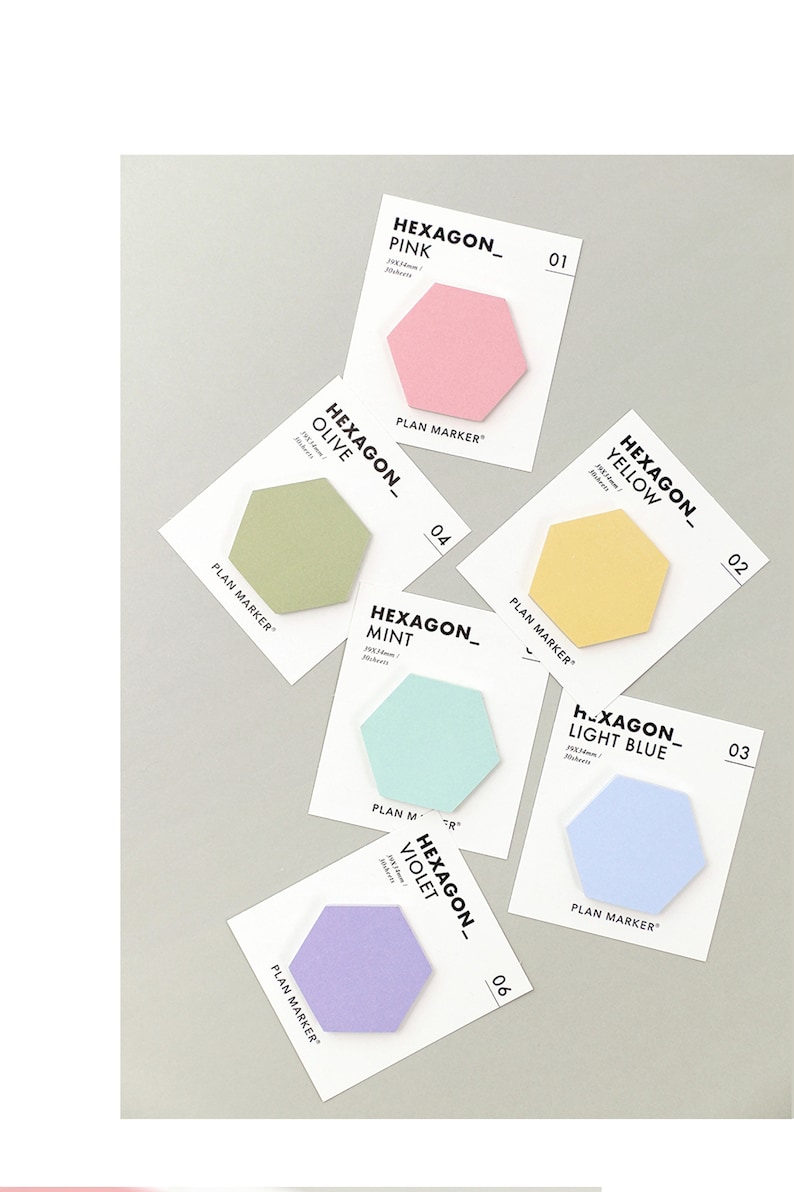 PAPERIAN Single Plan Marker HEXAGON Note Sticky Note Small | Etsy