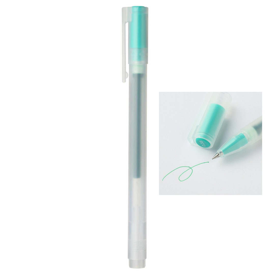 MUJI Japan GREEN Gel Ink Cap Type Ballpoint Pen 0.38mm Muji Gel Pen ...