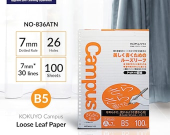 Kokuyo B5 Campus CHARTING GRAPHING GRID 6mm Loose Leaf Paper 26 Holes Graph Paper Grid Paper ...