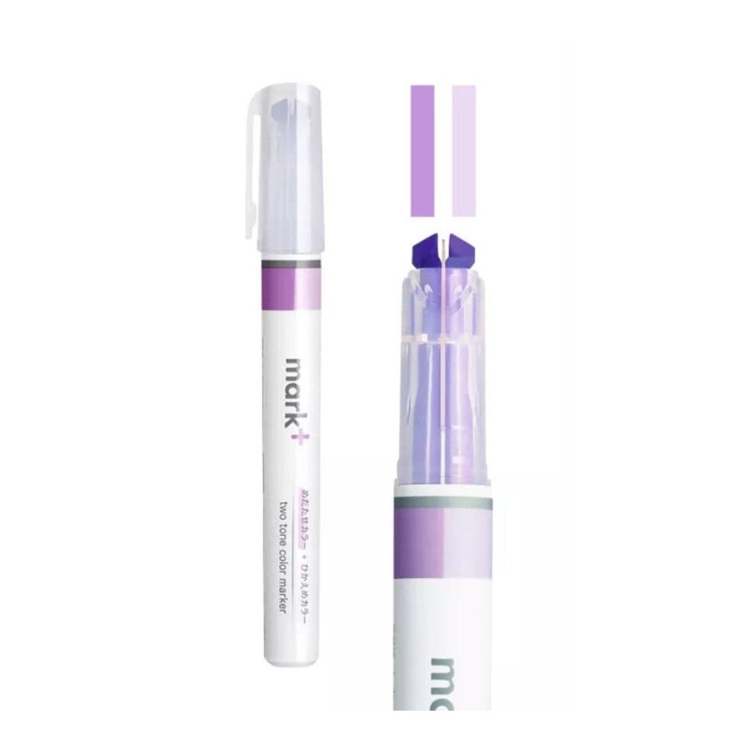 VIOLET Kokuyo Mark+ TWO Tone Highlighter Dual Way Highlighter Pen Two ...