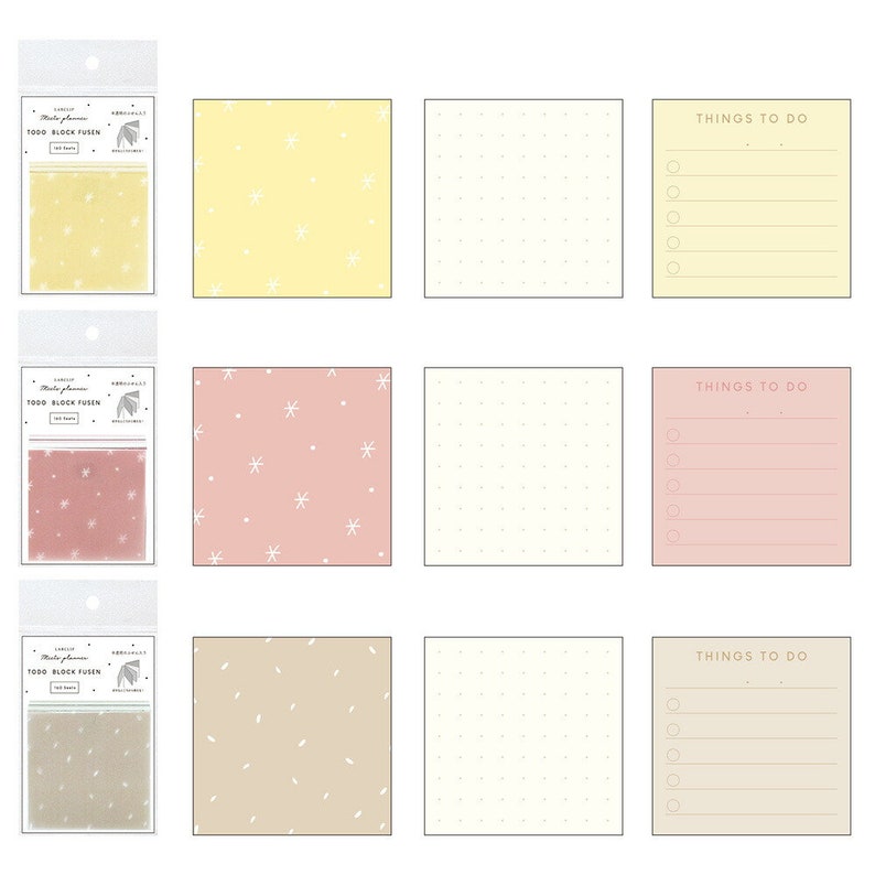 Labclip PINK to Do Block Fusen Sticky Notes Dot Grid Sticky Notes ...