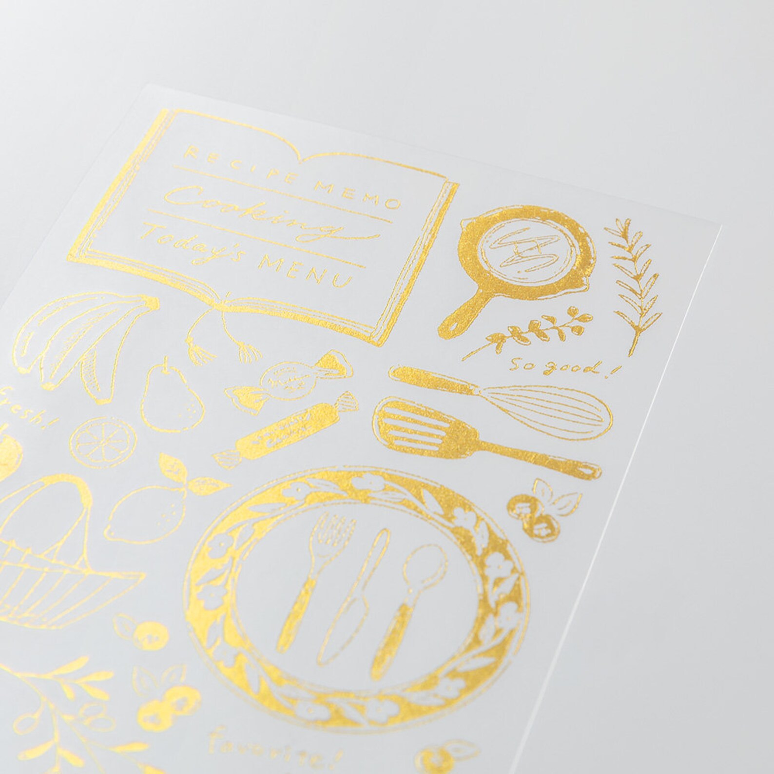 Midori Gold FOIL KITCHEN Transfer Stickers Cooking Food Serve Print-on ...