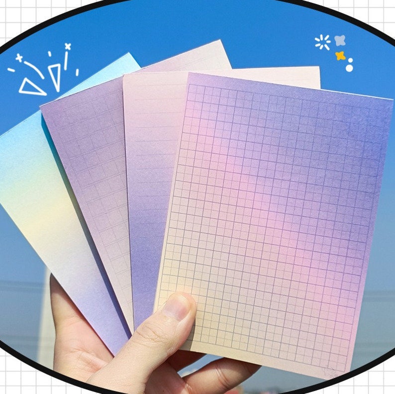 Korean GRADIENT RULED MEMO Notepads Blank Notepad Checkered Notepad ...
